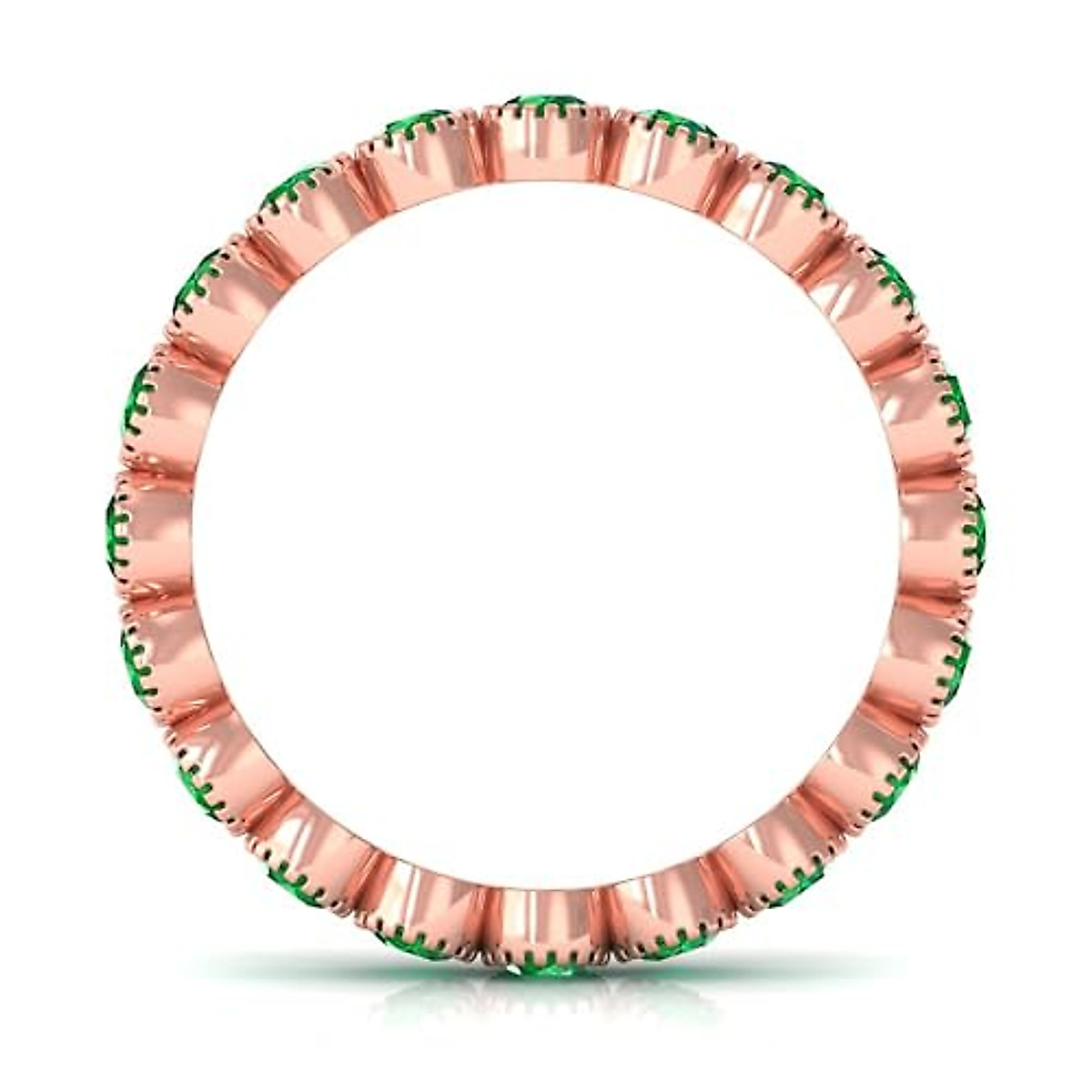 Certified Lab Grown Emerald Full Eternity Band, AAAA Quality, Emerald Wedding Ring for Women- Ready to Gift, 14K Rose Gold, Size:US 7.50