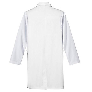 TALVANIA Women's Lab Coat White Long Sleeve Coats Cotton Laboratory Uniform Doctor Nurse Coat (Large)