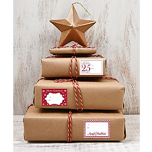 Jumbo Christmas Gift Tag Stickers 60 Count Modern Red, White, Silver, and Gold Xmas Designs - Looks Great on Gifts Presents, Wrapping Paper and Gift Bags.