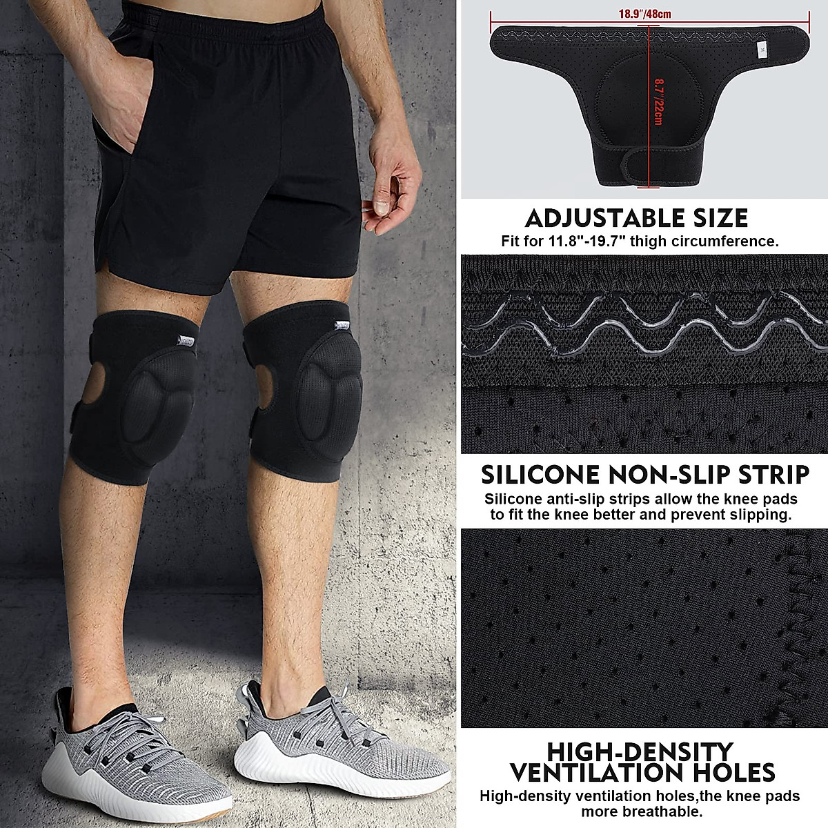 Monbessi Knee Pads Gardening, Unisex-Adult Work Knee Pads Suitable for Garden, House Cleaning, Construction Work, Flooring Kneepads with Thick EVA Foam Padding