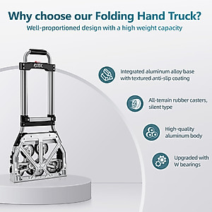 RJTEK 【Upgraded Version】 Stair Climber Hand Truck and Dolly, 220 Lb Capacity Stair Climbing cart Heavy-Duty Trolley Cart Heavy-Duty Luggage cart Stair Dolly Lightweight with Telescoping Handle