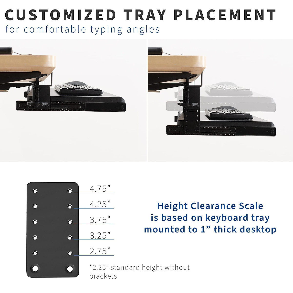VIVO Steel Height Adjustment Kit Brackets for Computer Keyboard and Mouse Trays, Fits MOUNT-KB05A, MOUNT-KB05D, MOUNT-KB05E, and More, Black, MOUNT-KB5SP