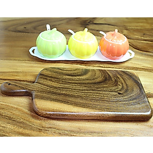 Wrightmart Wood Cutting Board for Kitchen, Server for Charcuterie, Bread, Cake, Fruit, Cheese, Vegetables and Appetizers, Acacia Hardwood, Reversible Paddle Design with Handle