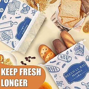 2-Pack Beeswax Bread Bags for Homemade Bread，Reusable Sourdough Storage Bags with Premium Beeswax Coating for Loafs Baguette Fresh Keeping,Great Homesteading Essentials and Baking Gifts.