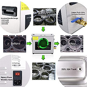 Rio & Dio 6.5L Ultrasonic Cleaner with Digital Timer&Heater Professional 180W Ultrasonic Cleaner for Watch Glasses Tools Instruments Industrial Parts Cleaning