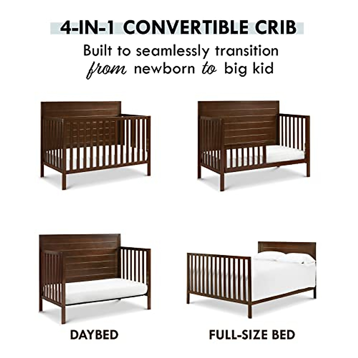 Carter's by DaVinci Morgan 4-in-1 Convertible Crib in Espresso, Greenguard Gold Certified