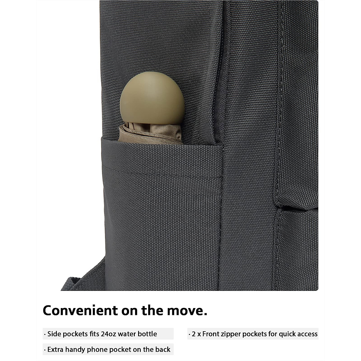 HotStyle DAYBREAK Casual Backpack, Stylish for School, Travel & College, Charcoal