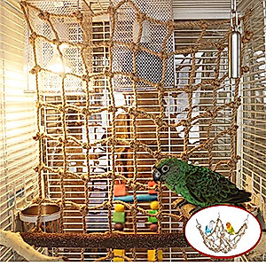 Tfwadmx Bird Climbing Rope Net Parrot Perch Climbing Rope Ladder Parakeet Cage Hanging Toys for Small Animal Hamster Rat Ferret Conures Lovebirds Canaries Finches