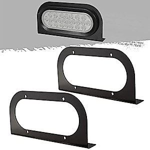 Partsam 2Pcs 6" Oval Tail Light Mounting Brackets [L Shaped] [3mm Powder Coated Steel] [Ultra Sturdy] [Versatile Horizontal Mounting] for 6" Oval Taillights On Truck Trailer RV Grommet Flush Mount