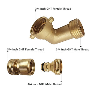 LYFJXX Garden Hose Connector, 1 pc 3/4 Inch 90 Degree Elbow Connector + 1 pc 3/4 Inch Hose Quick Connector
