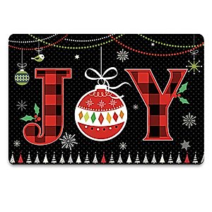 Merry Christmas Doormat Joy Floor Mat Christmas Indoor and Outdoor Carpet Decoration at Home Office Yard Garden Room 23×16 inches(Black Joy)