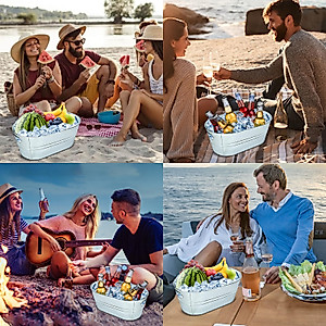 4PCS 4 Gallon Galvanized Tub, Beverage Tub, Ice Buckets for Parties With Carry Handles, Drink Buckets for Parties, Beverage Tubs for Parties, Mimosa Bar Supplies