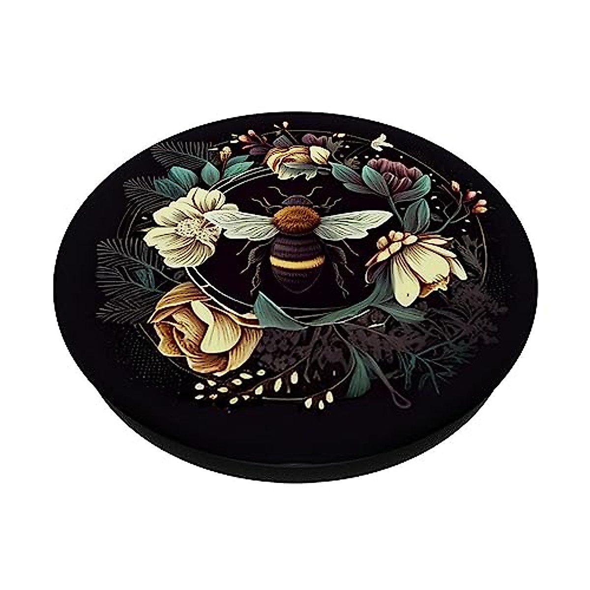 Bee Flowers Boho Black Women PopSockets Standard PopGrip