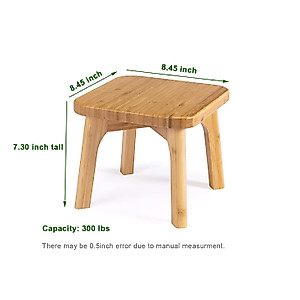 PELYN Bamboo Wooden Mini Step Stool for Kids with Non-Slip Rubber Feet, Small Step Foot Stools for Bedroom Kitchen Bathroom, Holds up to 300lbs, Sturdy and Easy Assembly