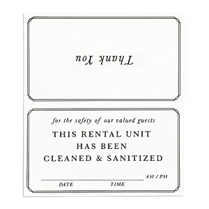 Stockroom Plus Tent Cards, This Rental Unit Has Been Cleaned (3.5 x 4 in, 200 Pack)