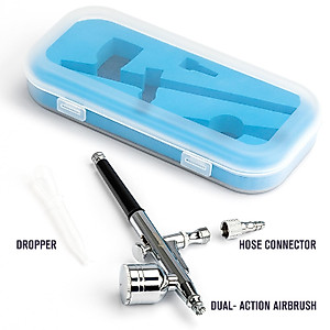 XDOVET Airbrush Kit Dual-Action Gravity Feed Air Brush Gun with 0.3mm and 1/4 oz. for Hobby, Models, Art, Tattoo, Nail Art, Cake