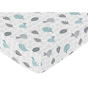 Fitted Crib Sheet for Turquoise Blue and Gray Earth and Sky Baby/Toddler Bedding - Nature Print