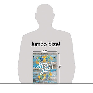 The Best Card Company - 1 Big Thank You Greeting Card (8.5 x 11 Inch) - Group Card for Showing Thanks, Appreciation, Gratitude - Blooming Driftwood J6108CTYG