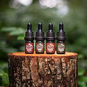 Beard Oil Sample Size Pack - 4 Unique Beard Oil Varieties (0.17 oz each) - Cedarwood, Sandalwood, Bamboo & Unscented – Contains Essential Oils