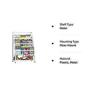 JAQ Bookshelf for Toddlers, 4-Tier Metal Kids Bookshelves Rack with Toy Storage Organizer in Bedroom Study Room Playrooms Nursery for Infants Baby Young Children (4-Tier/ 25.7inch, White)