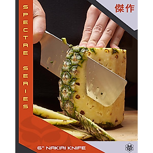 KESSAKU 6-Inch Nakiri Vegetable Cleaver - Spectre Series - Forged Japanese AUS-8 High Carbon Stainless Steel - Granton Edge - Pakkawood Handle with Blade Guard