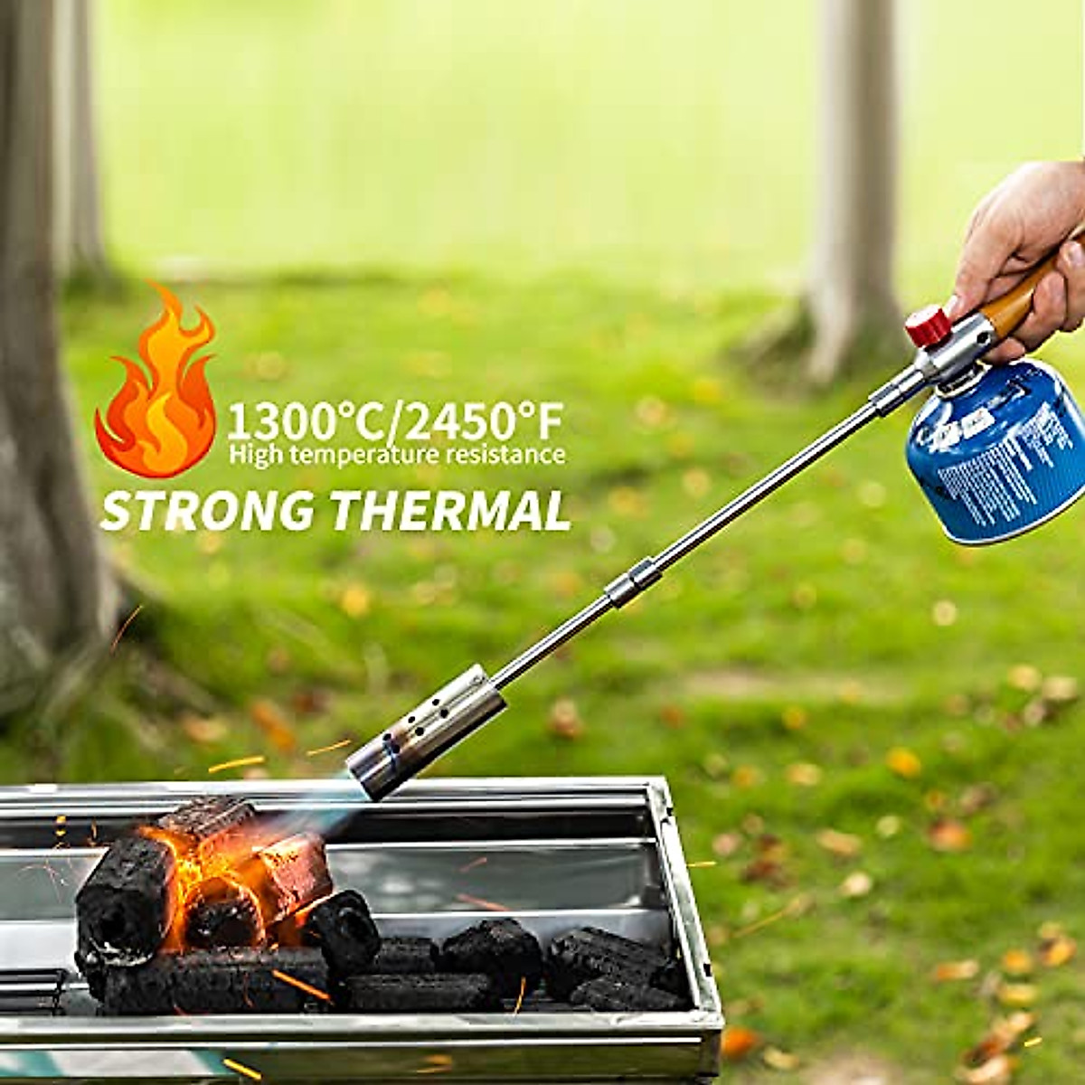 Portable Grill Torch ,Charcoal Starter and Lighter,Weed Torch ,Garden Torch ,Blow Torch for Weed Wood Charcoal Lighter Fireplace Lighter Campfire (Gas Canister Not Included)