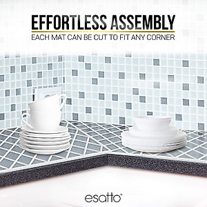 Esatto Bar Products 10 Pieces Interlocking Shelf Mats 8 x 12 Inches, Clear - For Spills, Clean Bars, Stain Protection, and an Anti-slip Surface