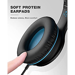 ELECDER i45 On-Ear Headphones with Microphone - Foldable Stereo Bass Headphones with No-Tangle 1.5M Cord, 3.5MM Jack, Portable Wired Headphones for School/Kids/Teens/Smartphones/Travel/Tablet - Black