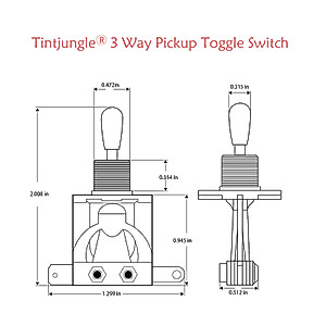 TintJungle 3 Way Short Straight Guitar Toggle Switch Pickup Selector with Tip Knob Caps Compatible with Gibson Toggle Les Paul Electric Guitars(Chrome Tip)