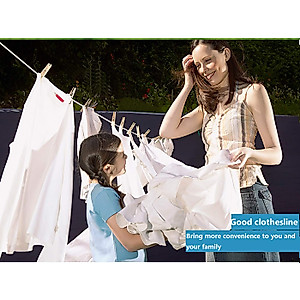 Newraturner Clothesline Clothes Drying Rope Portable Travel Clothesline Adjustable for Indoor Outdoor Laundry Clothesline, Perfect Windproof Clothes Line, Hanger for Camping Travel & Home Use（32-ft）