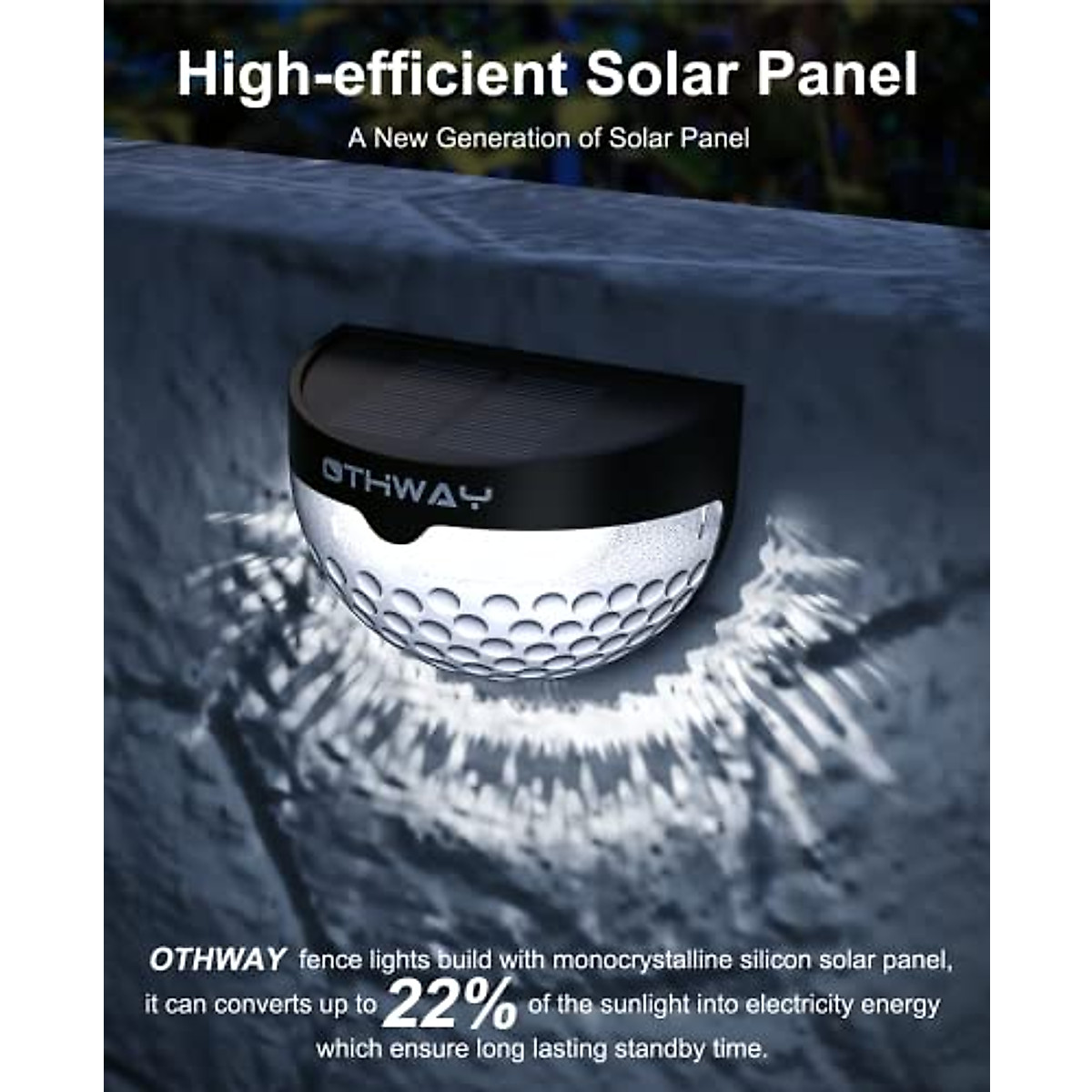 OTHWAY Solar Fence Post Lights Wall Mount Decorative Deck Lighting, Black, 4 Packs