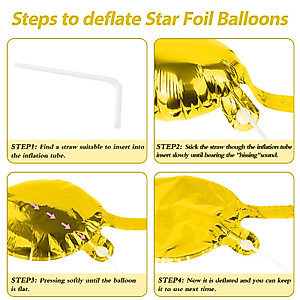 60 Pcs Gold Star Balloons Explosion 12 Point Foil Cone Balloons Magic Starburst Balloons Large for Wedding Anniversary Backdrop Birthday Party Decorations