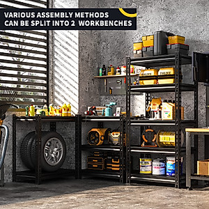 REIBII Garage Shelving Heavy Duty Storage Shelves, Heavy Duty Shelving, Adjustable Storage Rack with 5-Tier Metal Shelving Unit, Easy Assembly Unit Shelf, 2 Pack