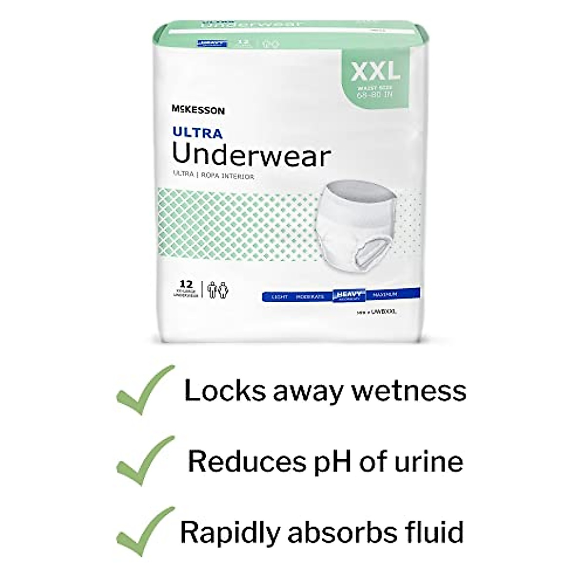 McKesson Ultra Underwear, Incontinence, Heavy Absorbency, 2XL, 48 Count