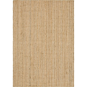 Rugs.com Hand Braided Jute Rug – 4' x 6' Natural Flatweave Rug Perfect for Entryways, Kitchens, Breakfast Nooks, Accent Pieces