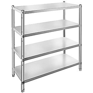 VBENLEM Stainless Steel Shelving 46.8x18.5 Inch 4 Tier Adjustable Shelf Storage Unit Stainless Steel Heavy Duty Shelving for Kitchen Commercial Office Garage Storage 330lb Per Shelf