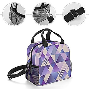 Ultra Violet Art Deco Printed Lunch Box Tote Bag with Handles and Shoulder Strap for Men Women Work Picnic