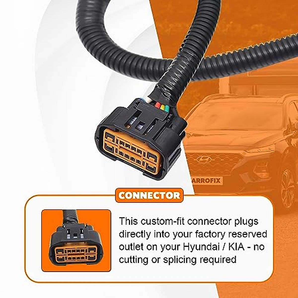 CARROFIX Custom Fit Vehicle Wiring Harness with 4 Pin Flat Trailer Connector for Hyundai Palisade, Santa Fe, Santa Cruz, Tucson, Kia Carnival, Telluride