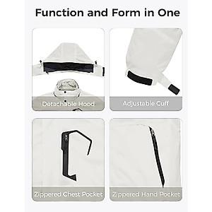 wantdo Men's 3-in-1 Winter Coat Waterproof Snow Jackets Warm Skiing Jacket with Hood White L