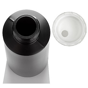 JUVITUS Black 4 oz Squeeze Cylinder Plastic (BPA Free) Empty Refillable Bottle with Silver Smooth Disc Caps (6 Pack) + Labels