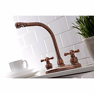 Kingston Brass KB716AXLS Victorian 8" Centerset Kitchen Faucet, Antique Copper