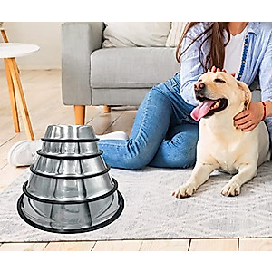 Mutsutaz 2 Pack Stainless Steel Dog Bowls with Rubber Bottom for Kitten, Puppies, Birds，¾ Cup / 6 oz