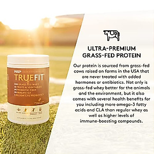 TrueFit Meal Replacement Shake Protein Powder, Grass Fed Whey + Organic Fruits & Veggies, Keto, Fiber & Probiotics, Gluten Free