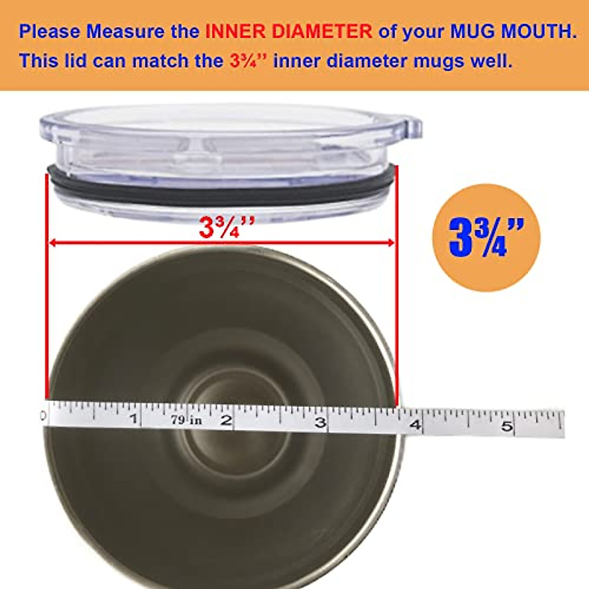 Wotermly Tumbler Replacement Lids for 30 oz tumblers, Spill Proof Splash Resistant Lids Covers Fit for YETI Rambler and More Coffee Mugs (2WhiteLids)