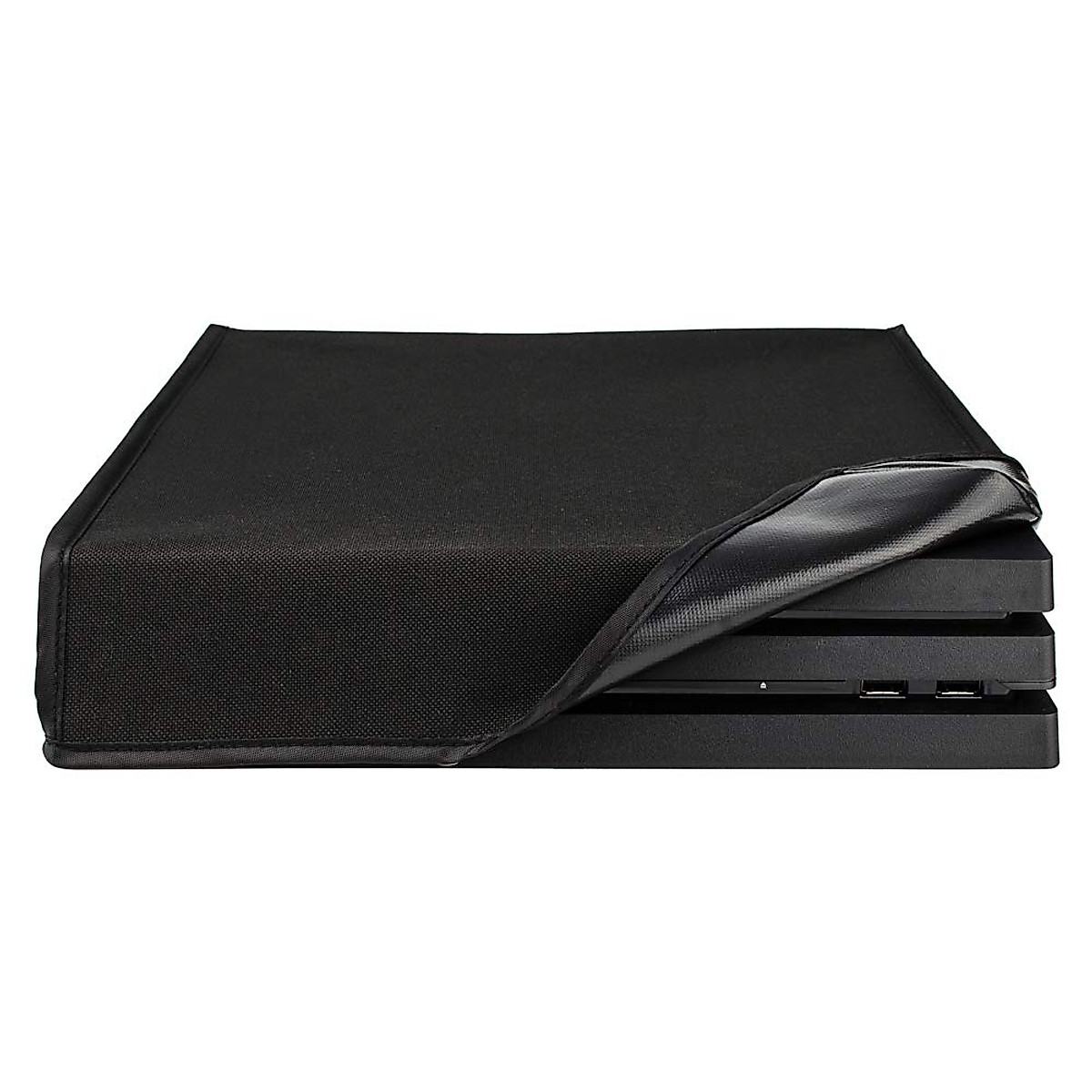eXtremeRate Black Horizontal Dust Cover for PS4 Pro Console, Soft Neat Lining Dust Guard for PS4 Pro Console, Anti Scratch Waterproof Cover Protector Sleeve for PS4 Pro Console