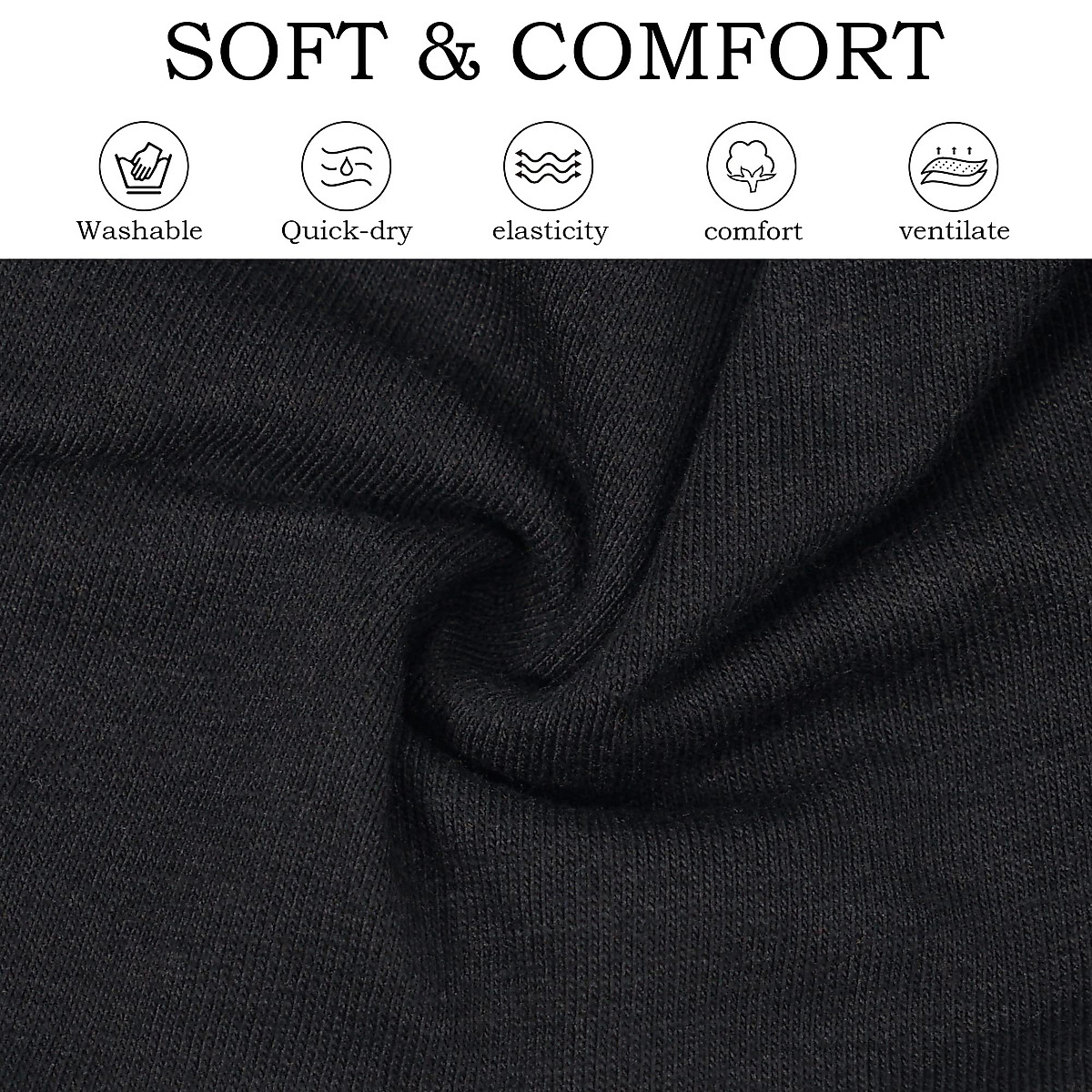 JOYOYO 3 Pack 9cm Unisex Headbands for Women's Hair Soft Stretchy Fabric Kylie Head Band Bandeaux Hair Accessories for Workout Gym Yoga Hair Band,100% Pure Cotton (Black)