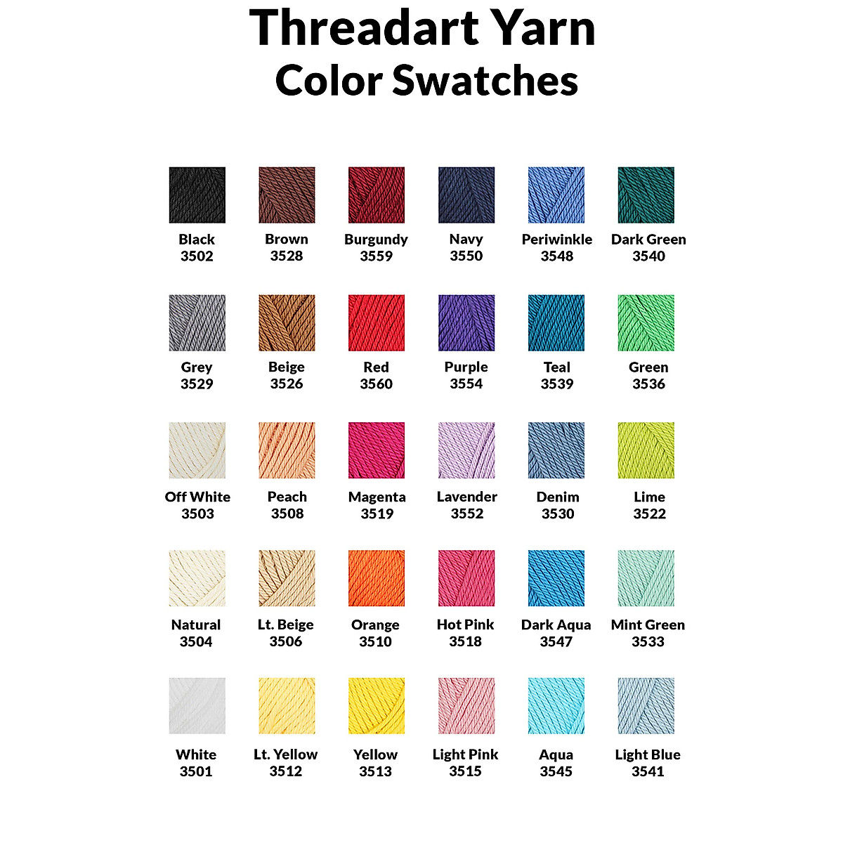 Threadart 100% Pure Cotton Crochet Yarn | 50 gram Skeins | Worsted Medium #4 Yarn | 85 yds per Skein | 30 Colors Available | Lt. Blue #3541