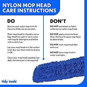 Tidy Tools Commercial Dust Mop & Floor Sweeper, 48 in. Dust Mop for Hardwood Floors, Reusable Dust Mop Head, Wooden Broom Handle, Industrial Dry Mop for Floor Cleaning & Janitorial Supplies, Blue