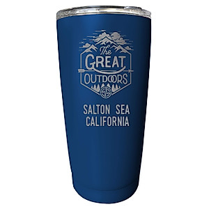 R and R Imports Salton Sea California Etched 16 oz Stainless Steel Insulated Tumbler Outdoor Adventure Design Navy.
