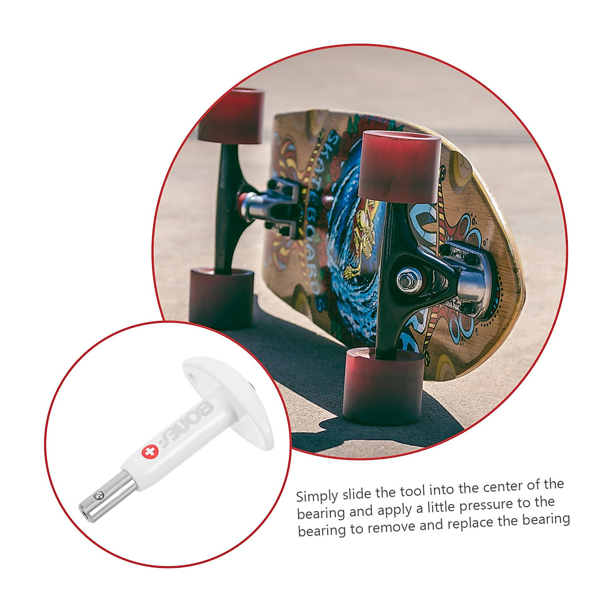 TIDTALEO Skateboard Remover Metal Bearing Pullers Hub Puller Skateboard Bearings Remover Tool Roller Skate Bearing Tools Roller Skating Accessories Wheel Driver White Stainless Steel